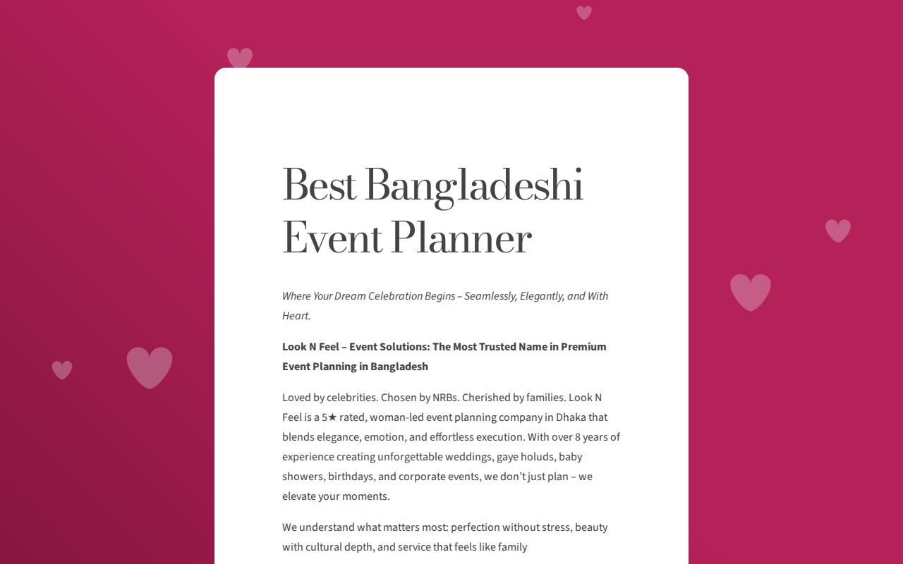 Best Event Planner in Bangladesh | Look N Feel – Dhaka’s Finest
